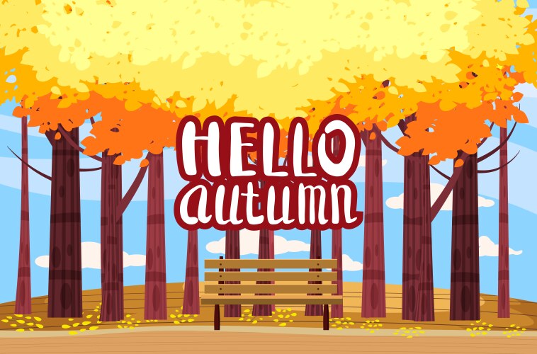 Hello autumn flowers fall leaves banner Royalty Free Vector