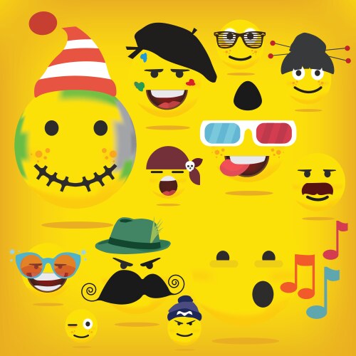 Humorous emoji set emoticon face collection Vector Image
