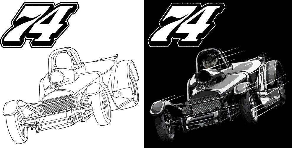 Red drag racing car with grey strip Royalty Free Vector