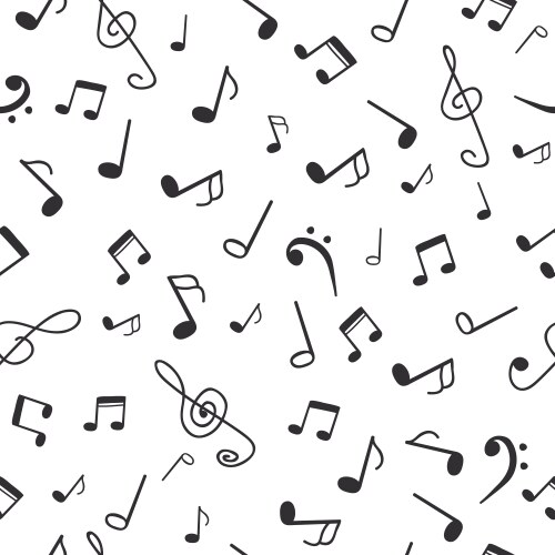 Musical notes and treble clef seamless pattern Vector Image