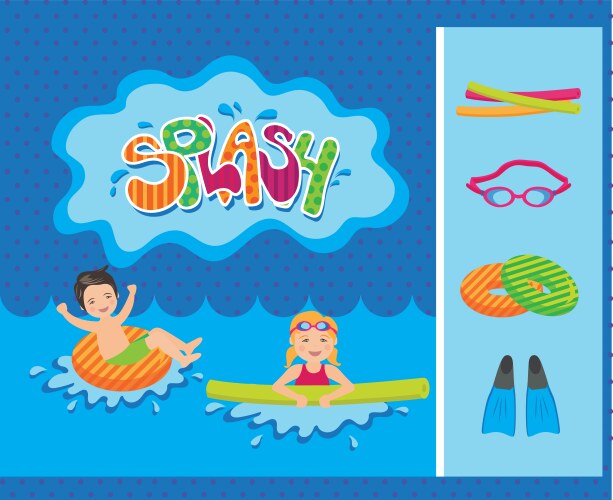 Pool party invitation template baner multiracial Vector Image