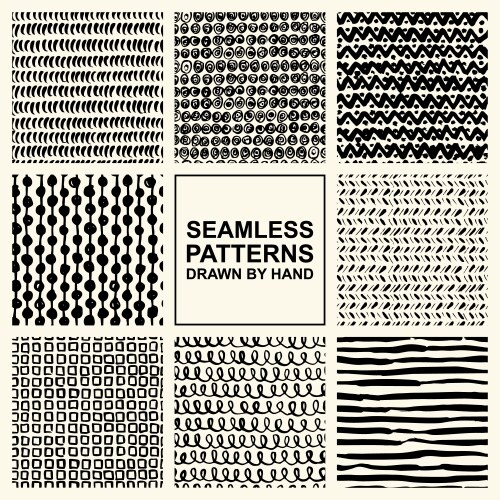 Hand drawn patterns set Royalty Free Vector Image