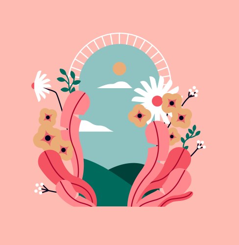 Floral spring bouquet nature set isolated Vector Image