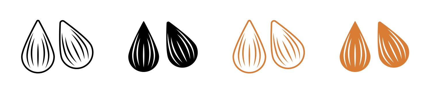 Almond icon set kernel nut milk symbol Royalty Free Vector