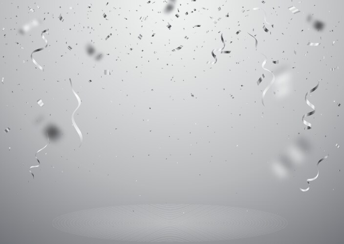 Silver confetti and ribbon isolated on transparent