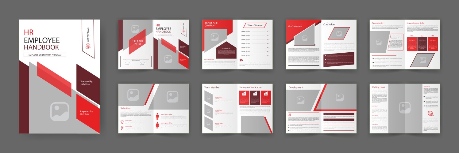 Hr employee handbook brochure template Royalty Free Vector