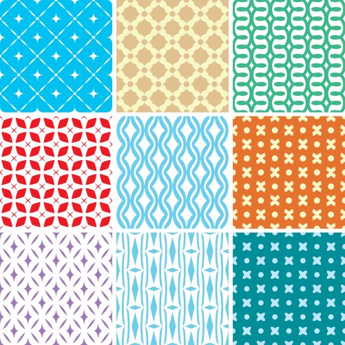 Retro different seamless patterns tiling Vector Image