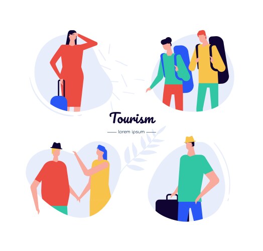Tourism tourist icons set Royalty Free Vector Image