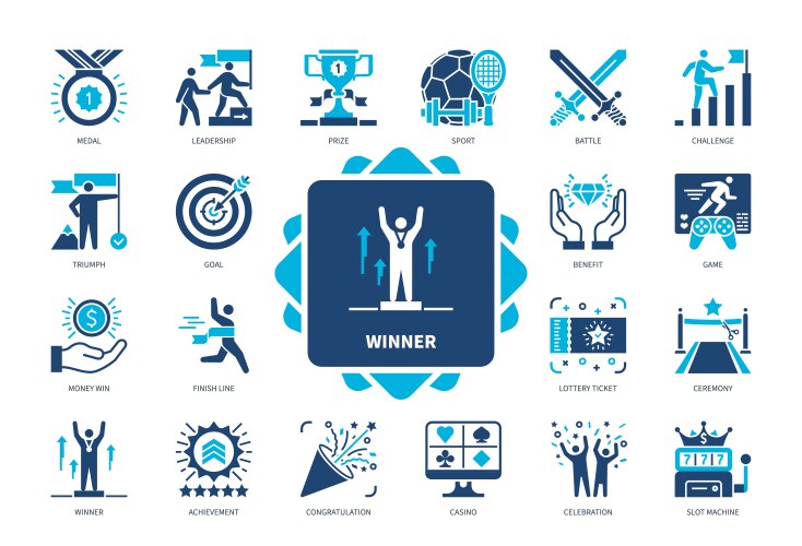 Employee motivation solid icon set Royalty Free Vector Image