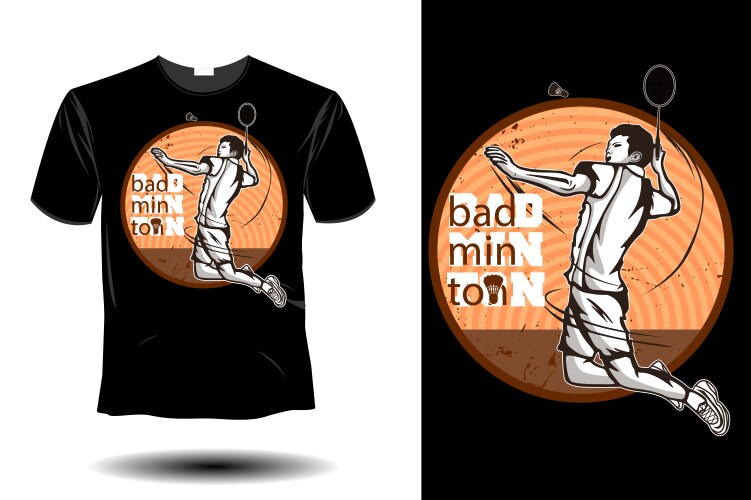 Badminton mockup retro vintage design Royalty Free Vector