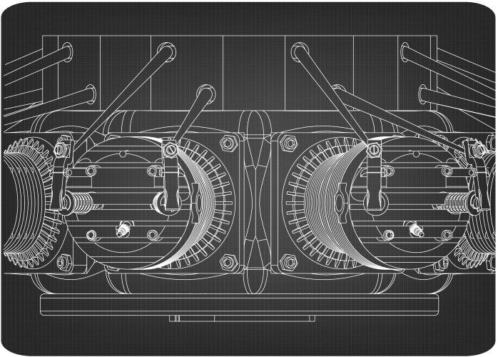 Radial engine blueprints Royalty Free Vector Image