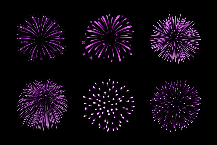 Brightly colorful fireworks and salute- isolated Vector Image
