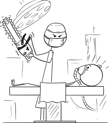 Cartoon mad surgeon on operating theater ready Vector Image