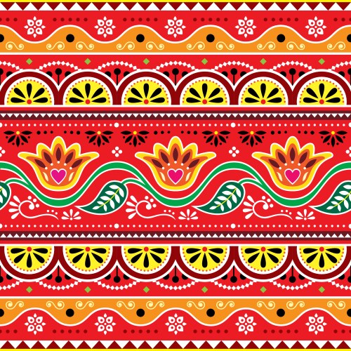 Indian pakistani truck seamless pattern Royalty Free Vector