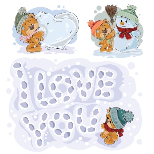 Set clip art of teddy bears Royalty Free Vector Image