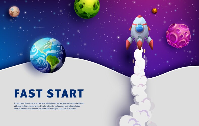Fast business start space rocket launch booster Vector Image