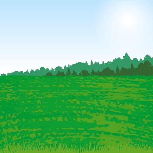 Green grass meadow landscape background Royalty Free Vector
