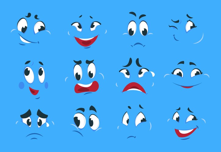 Cartoon faces funny face expressions caricature Vector Image
