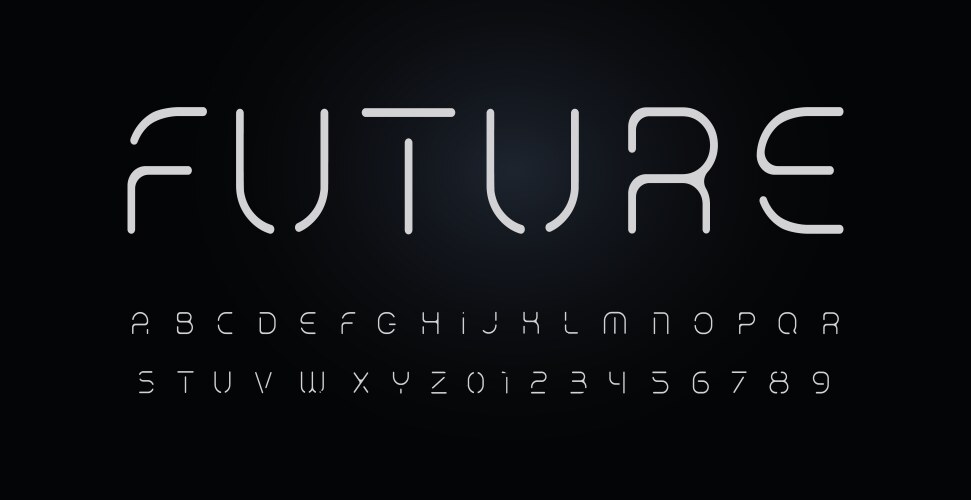 Modern futured alphabet cutting-edge sci-fi Vector Image