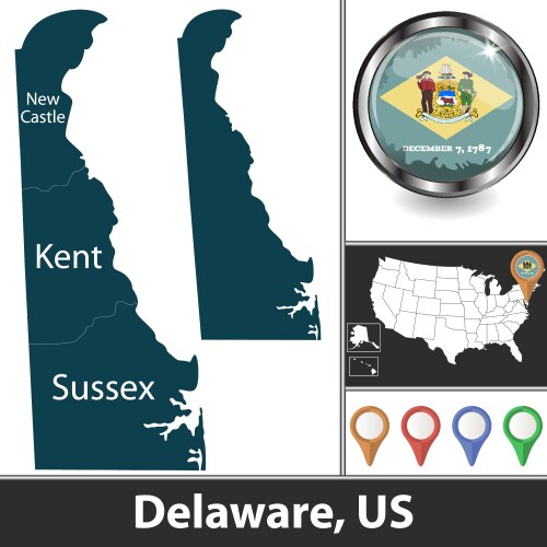 Delaware black silhouette map state of usa Vector Image