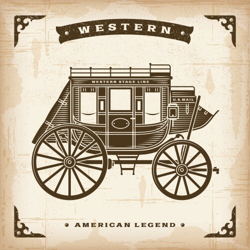 Vintage western stagecoach label graphics Vector Image