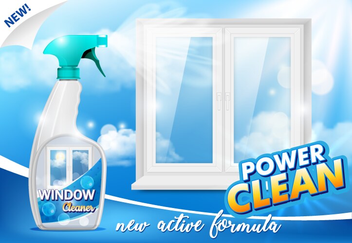 Window glass cleaner cleaning spray and squeegee Vector Image