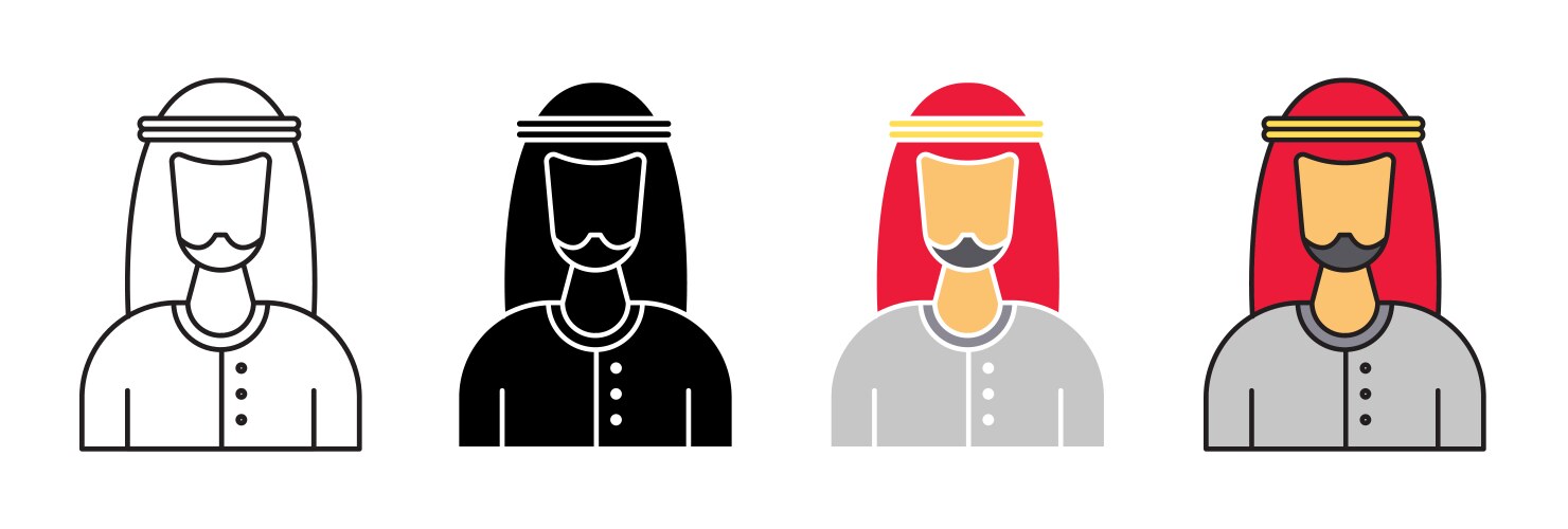 Arabic man icon set kuwait muslim sheikh Vector Image