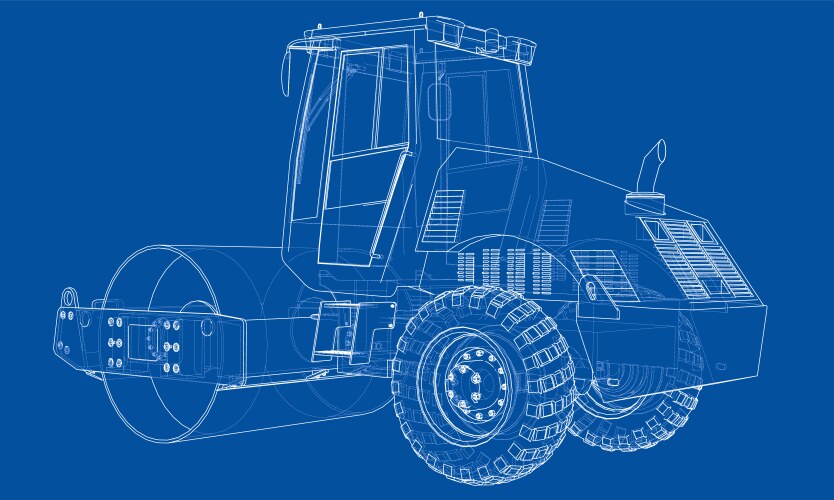 Construction machine asphalt compactor Royalty Free Vector