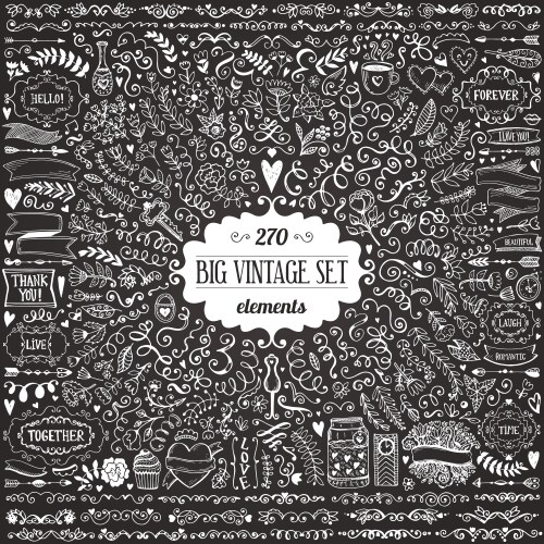 Big set of vintage elements Royalty Free Vector Image