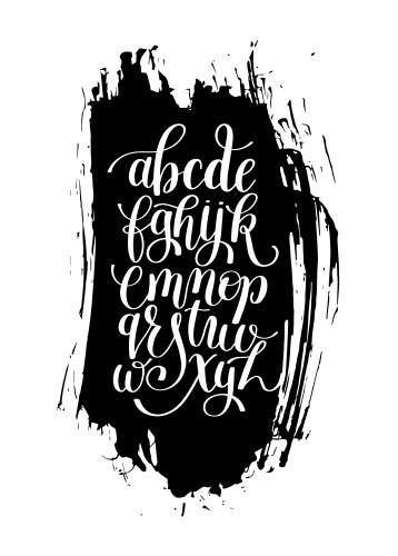 Black and white hand lettering alphabet design Vector Image