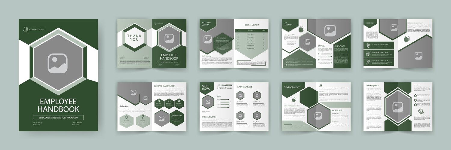 Hr employee handbook brochure template Royalty Free Vector