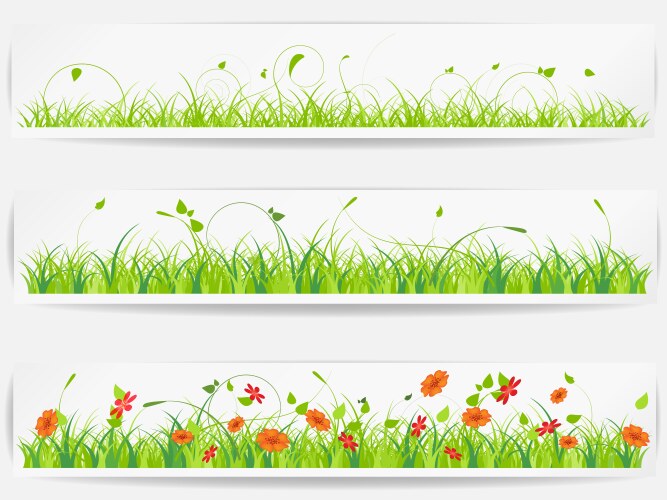 Spring grass border with rabbits Royalty Free Vector Image