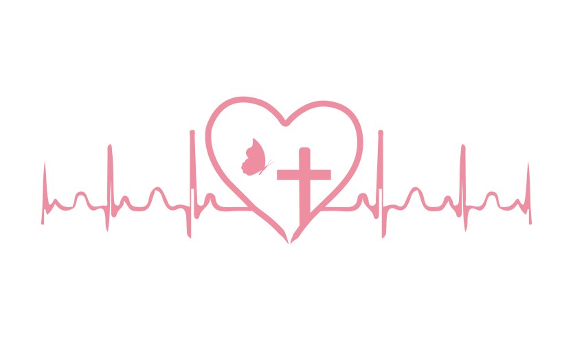 Christian hand drawn continuous one line heartbeat Christian hand drawn continuous one line heartbeat