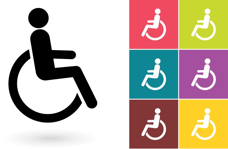 Handicap labels and signs disabled people icons Vector Image