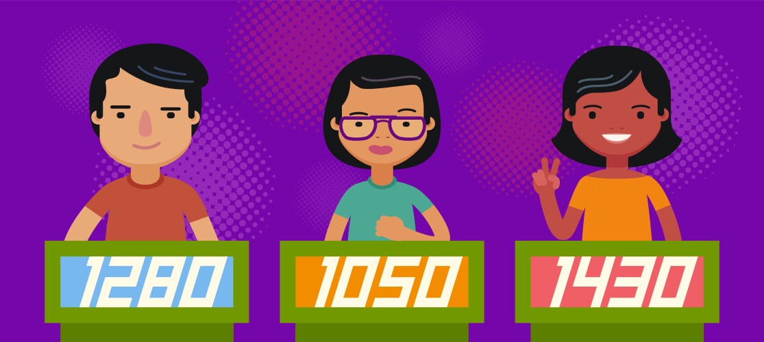Quiz tv show smart competition with three players Vector Image