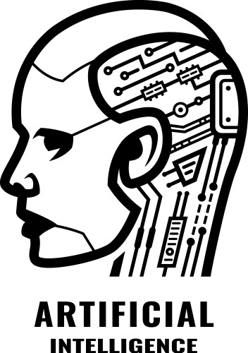 Humanoid robot logo symbol Royalty Free Vector Image