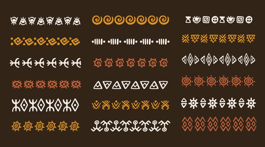 Abstract african tribal borders geometric strokes Vector Image