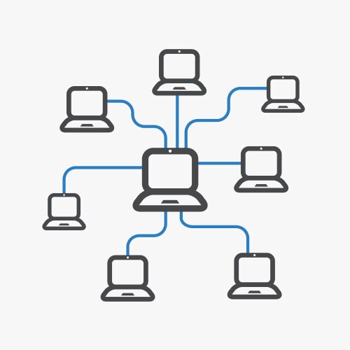 Abstract scheme of modern computer network Vector Image