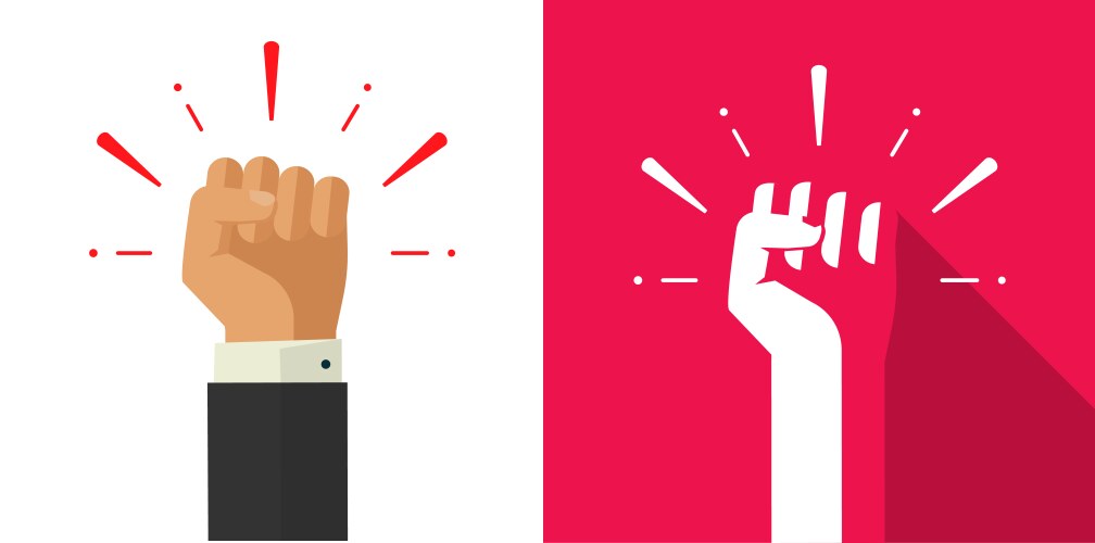 Retro power revolution hand fist raised poster Vector Image