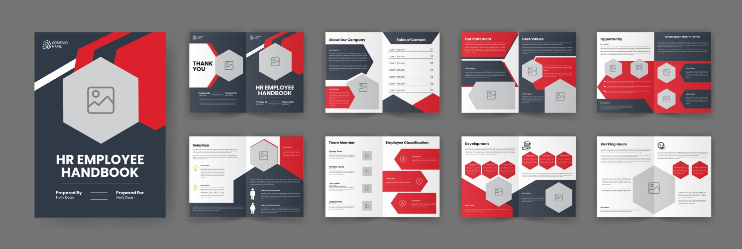 Hr employee handbook brochure template Royalty Free Vector