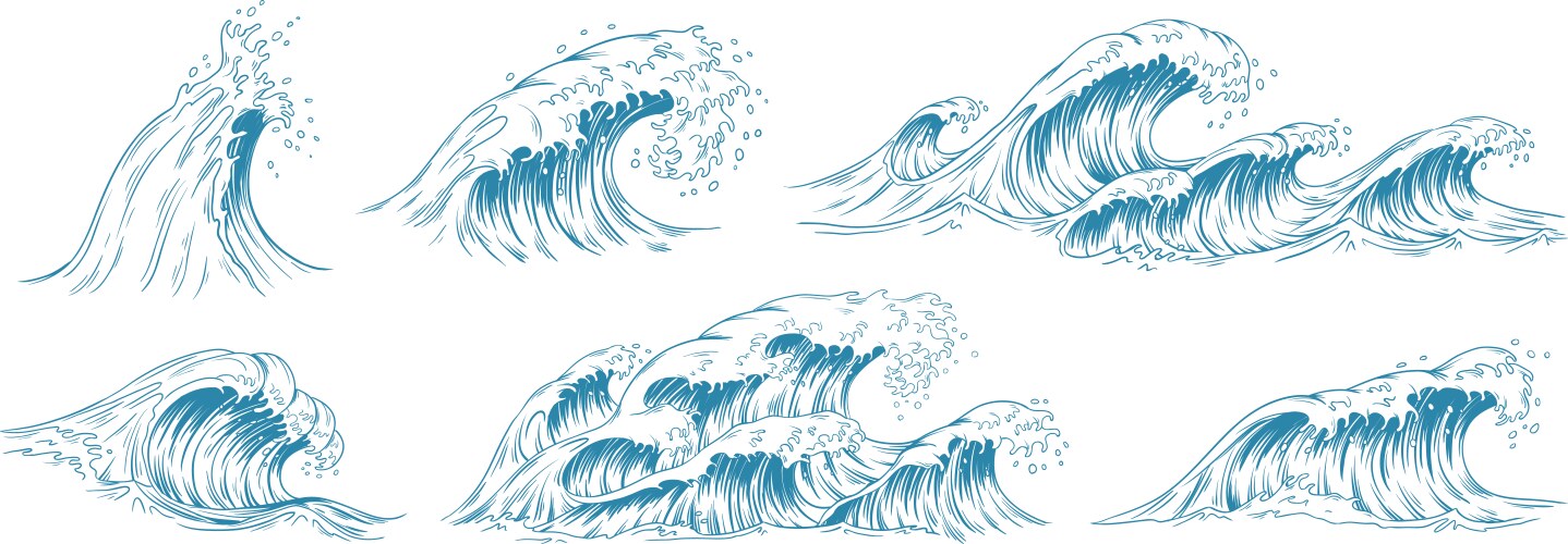 Ocean Wave Outline Ocean Outline Drawing