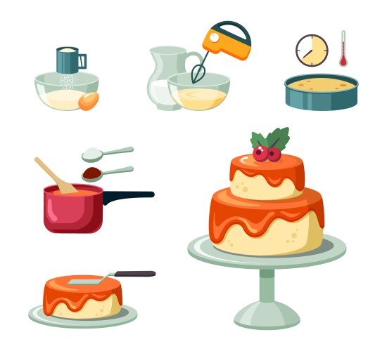 Child in kitchen making a cake Royalty Free Vector Image