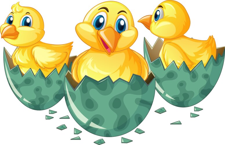 Little chick hatching out the egg Royalty Free Vector Image