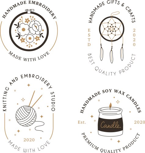 Handmade logos Royalty Free Vector Image - VectorStock