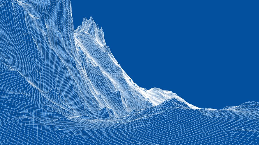 Abstract 3d wire-frame landscape blueprint style Vector Image