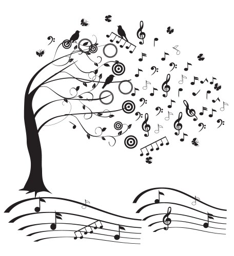 Sound wave with musical notation note sheet Vector Image