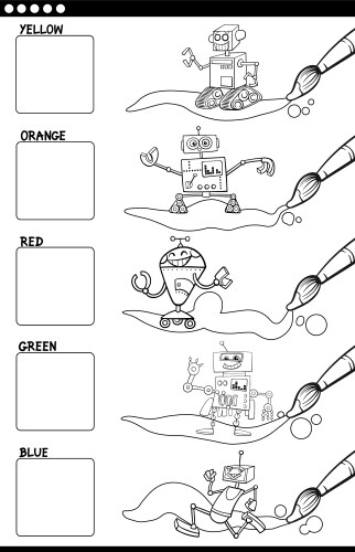 Basic colors with cartoon dogs coloring page Vector Image