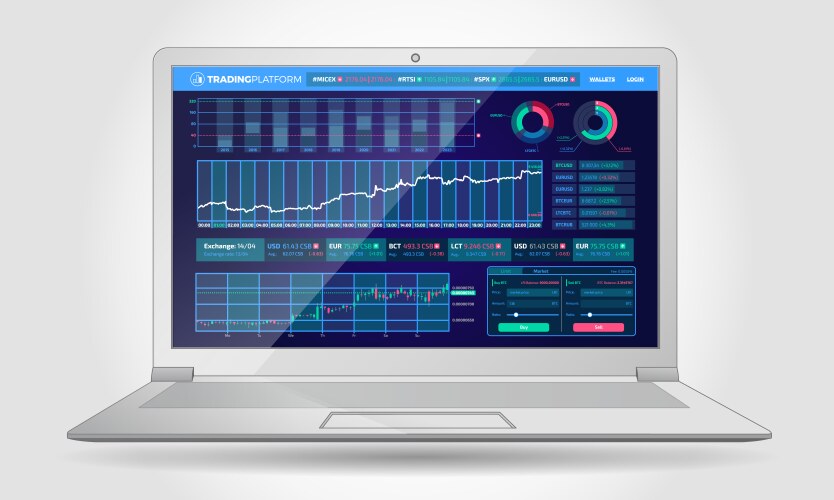 Trading platform interface with infographic Vector Image