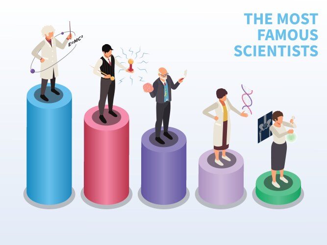 Famous scientists flowchart composition Royalty Free Vector