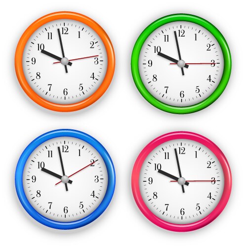 Different time on alarm clocks Royalty Free Vector Image